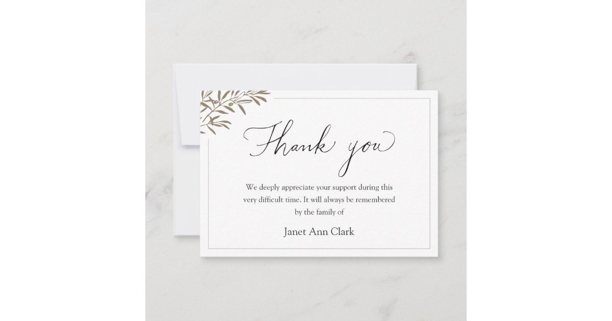 Simple Personalized Condolence Thank You Cards | Zazzle