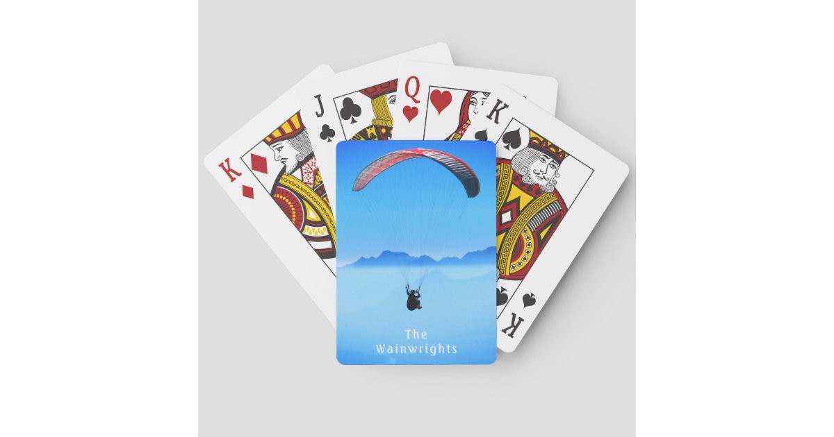 Simple Personalized Paragliding Photo on Blue Sky Poker Cards | Zazzle