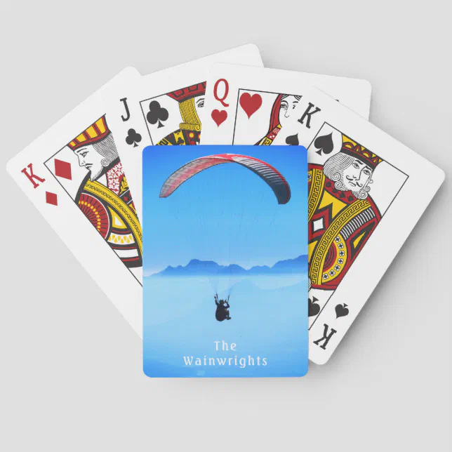 Simple Personalized Paragliding Photo on Blue Sky Poker Cards | Zazzle