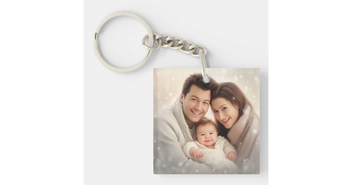 Simple Personalized Photo and Text Photo Keychain | Zazzle