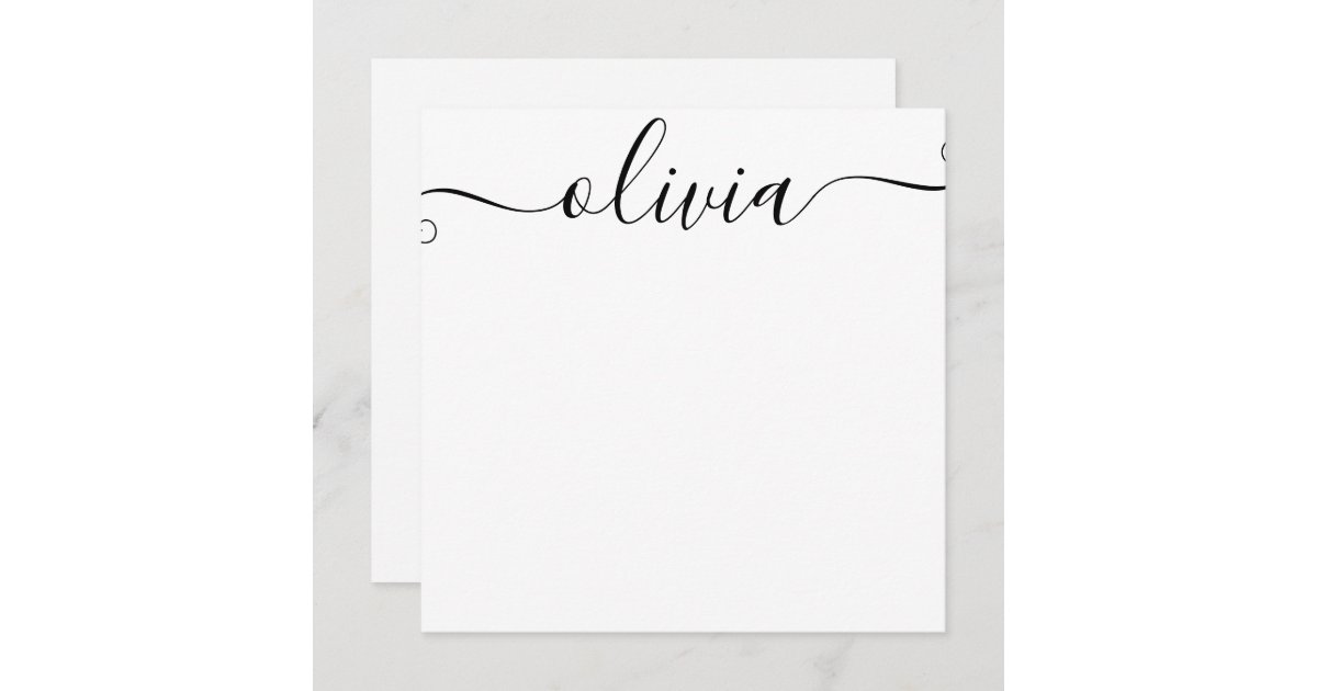 Simple Personalized Signature Script Note Card | Zazzle