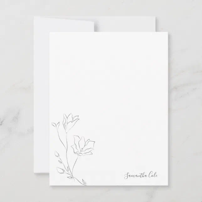 Simple Personalized Stationery Flat Note Card | Zazzle