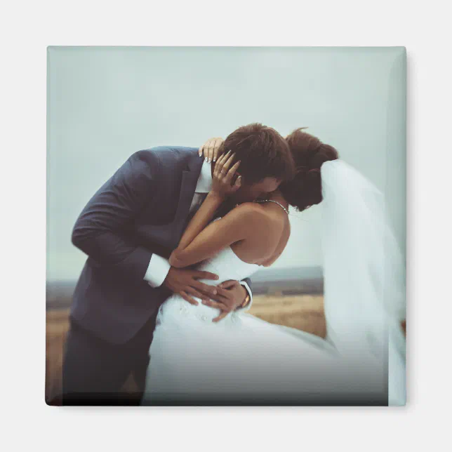 Simple Personalized Wedding Newlywed Photo Magnet | Zazzle