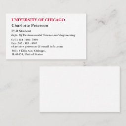 Simple PhD - Graduate Student Business Card | Zazzle