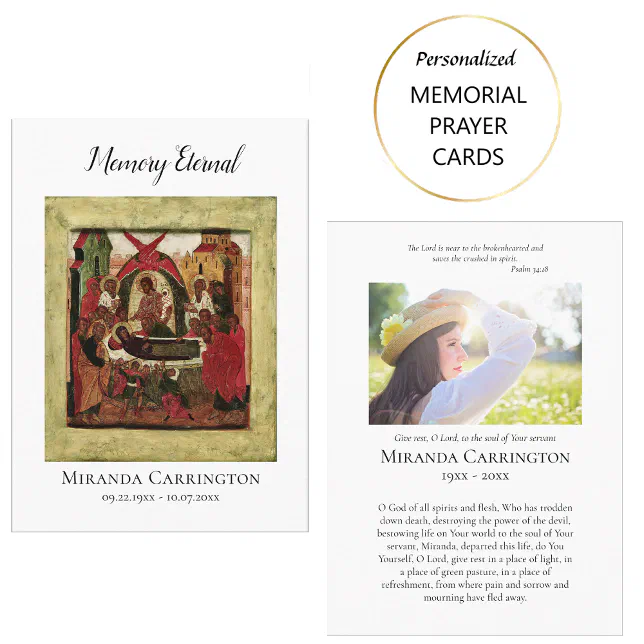 Simple Photo and Icon Memorial Funeral Prayer Card | Zazzle