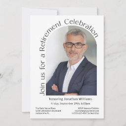 Simple Photo Arch Modern Retirement Party Invitation | Zazzle