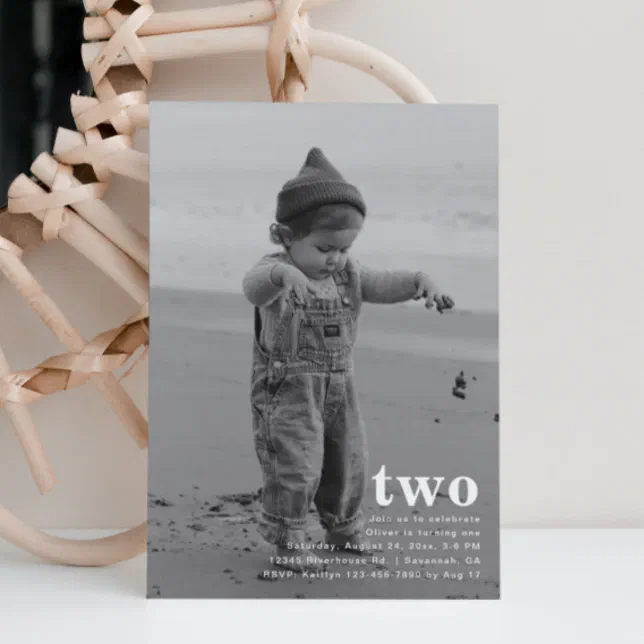 Simple Photo Birthday Invitation | Minimalist | Zazzle