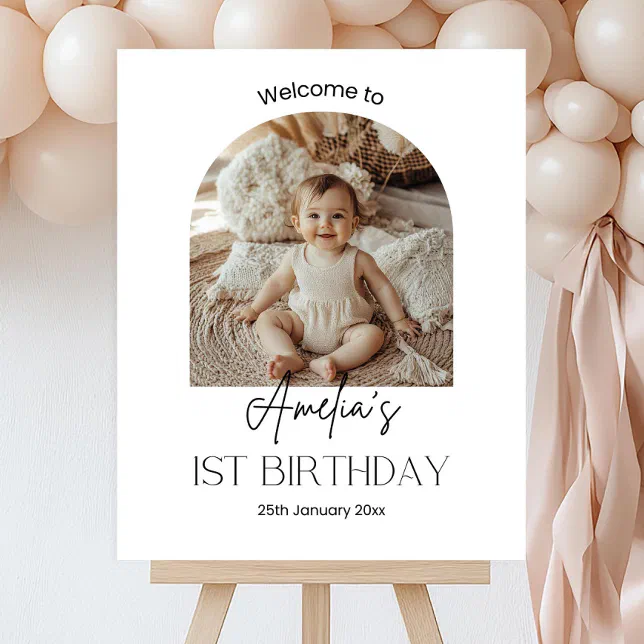 Simple Photo Birthday Welcome Sign Editable Bday | Zazzle