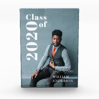 Simple Photo Bold Graduation Photo Block | Zazzle