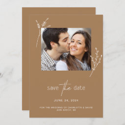 Simple Photo Brown Wedding Save The Date | Zazzle