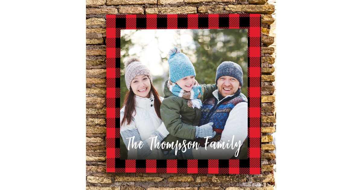 Simple Photo Calligraphy Script Buffalo Plaid | Zazzle