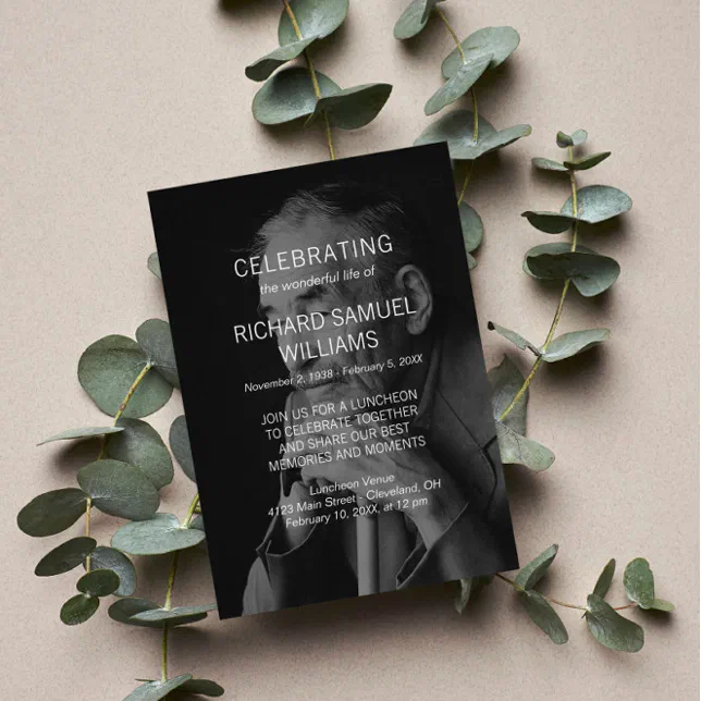 Simple Photo Celebration of Life Invitation | Zazzle