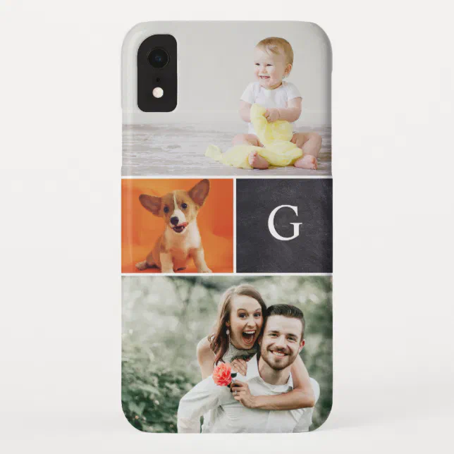 Simple Photo Collage Chalkboard Monogram Family Case-Mate iPhone Case ...