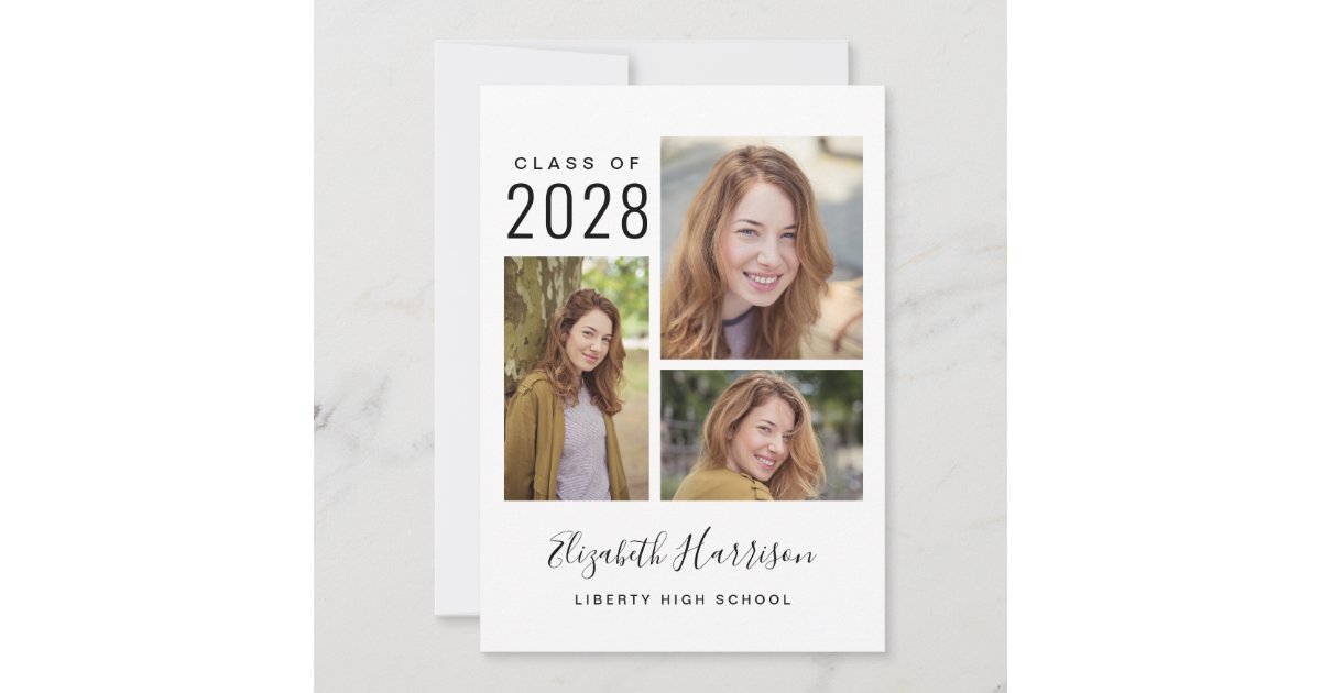 Simple Photo Collage Graduation Announcement | Zazzle