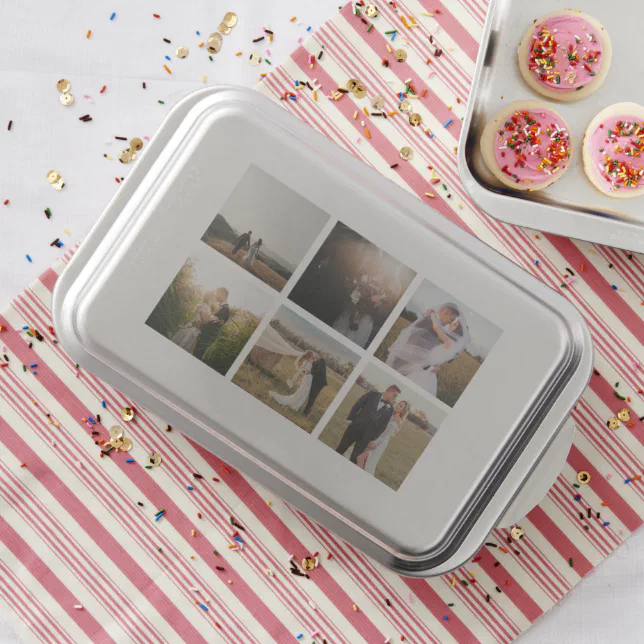 Simple Photo Collage Modern Cake Pan | Zazzle