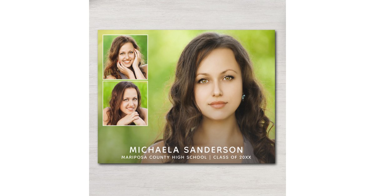 Simple Photo Collage Modern Graduation Announcement Postcard | Zazzle