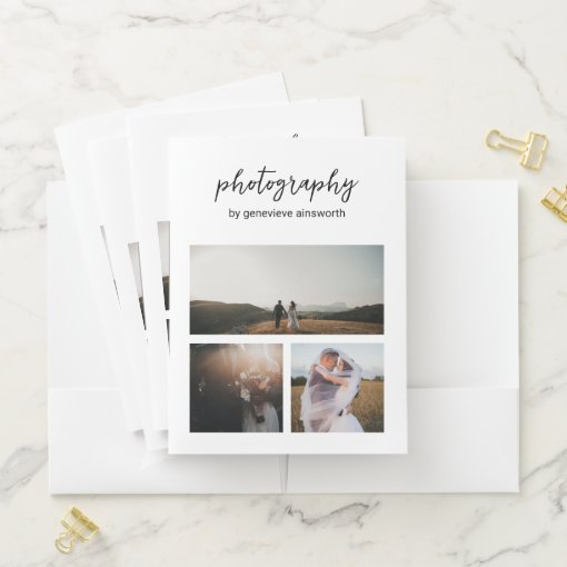Simple Photo Collage Modern Pocket Folder | Zazzle