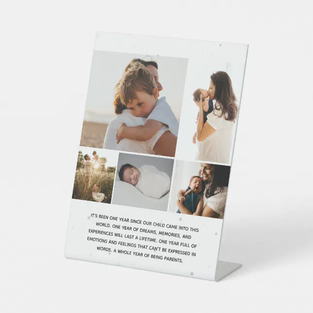 Simple Photo Collage With Custom Message Pedestal Sign | Zazzle