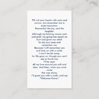 Simple Photo Funeral Memorial Sympathy Prayer Card | Zazzle
