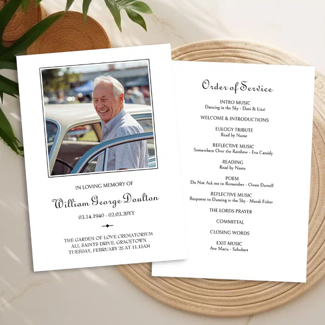 Simple Photo Funeral Order of Service Program | Zazzle