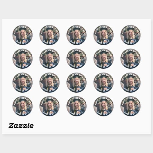 Simple Photo Graduation Modern Minimalist Elegant Classic Round Sticker ...