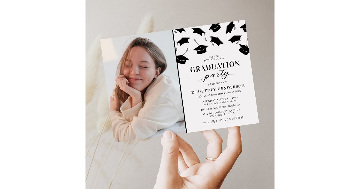 Simple Photo Graduation Party Invitations | Zazzle