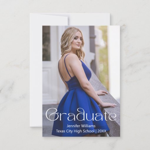 simple photo graduation party qr code rsvp invitation | Zazzle