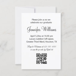 simple photo graduation party qr code rsvp invitation | Zazzle