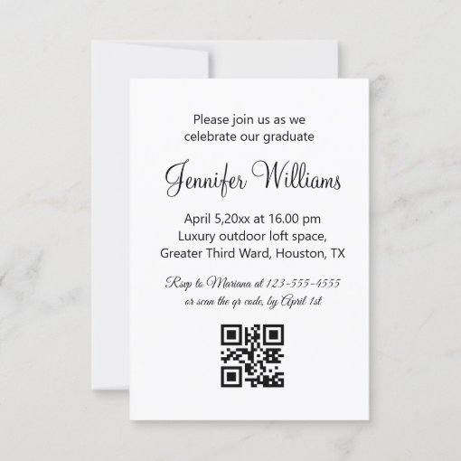 simple photo graduation party qr code rsvp invitation | Zazzle