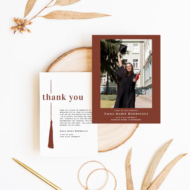 Simple Photo Graduation Thank You Card | Zazzle