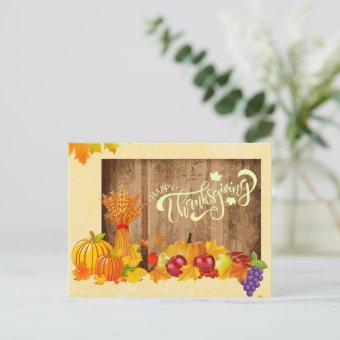 Simple Photo Happy Thanksgiving Food Greetings Postcard | Zazzle
