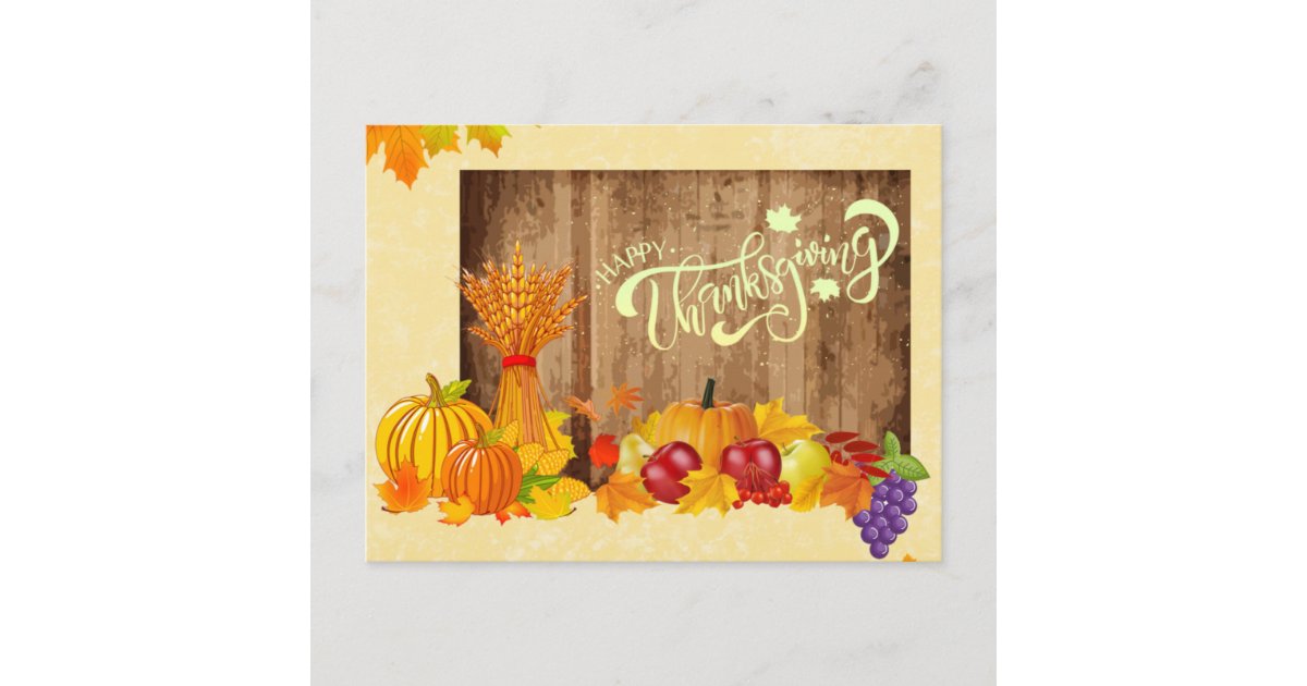 Simple Photo Happy Thanksgiving Food Greetings Postcard | Zazzle