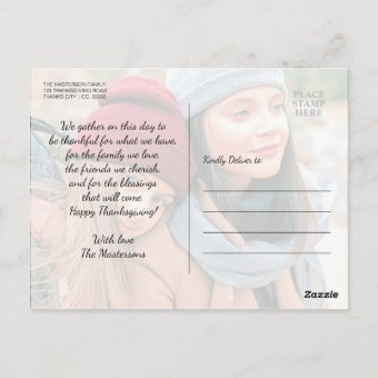 Simple Photo Happy Thanksgiving Food Greetings Postcard | Zazzle