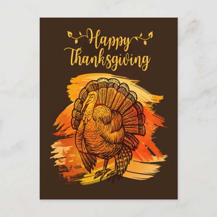 Simple Photo Happy Thanksgiving Turkey Greetings Postcard | Zazzle