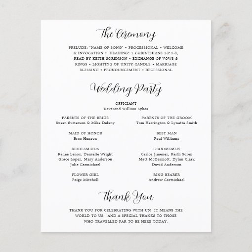 Simple Photo Modern Budget Wedding Program Flyer | Zazzle