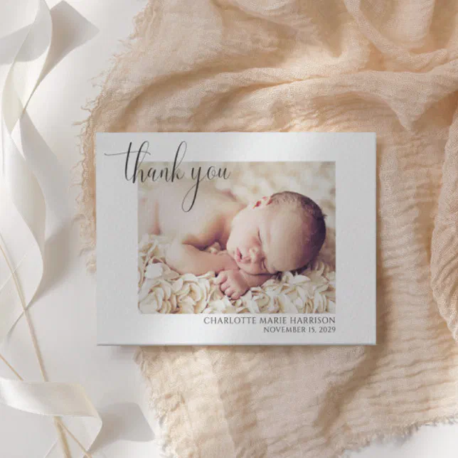 Simple Photo New Baby Thank You Birth Announcement | Zazzle