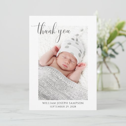 Simple Photo New Baby Thank You Birth Announcement | Zazzle