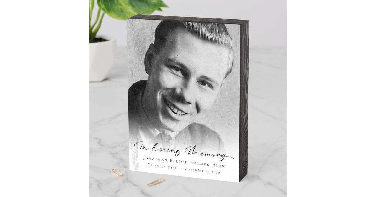 Simple Photo Overlay In Loving Memory Keepsake Wooden Box Sign | Zazzle