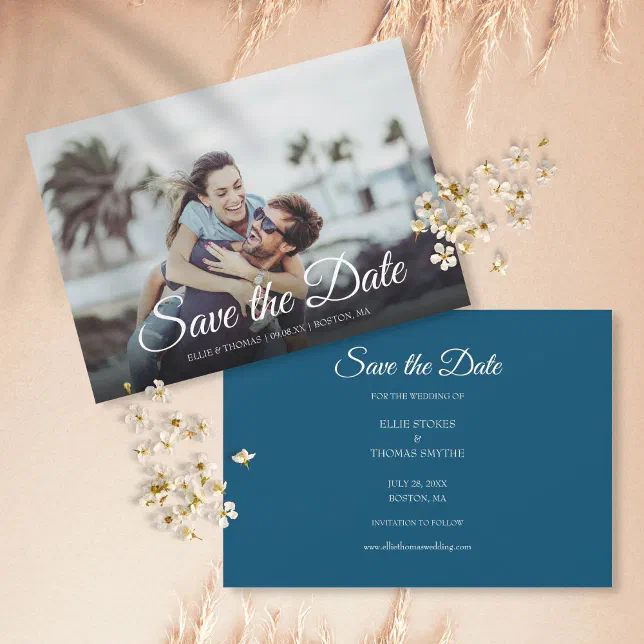 Simple Photo Save the Date Script Invitation | Zazzle