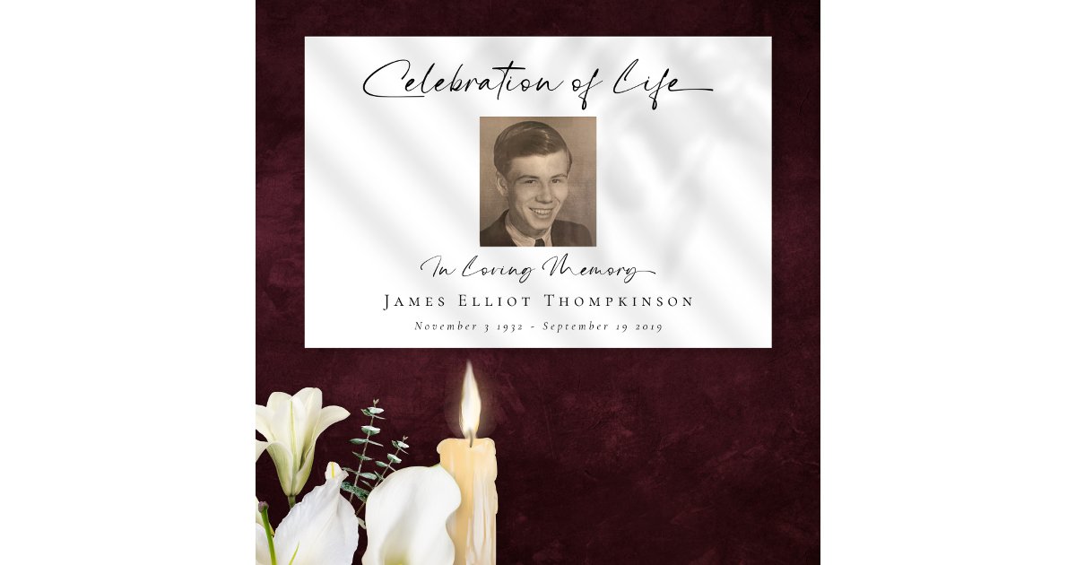Simple Photo Script Celebration of Life Funeral Poster | Zazzle