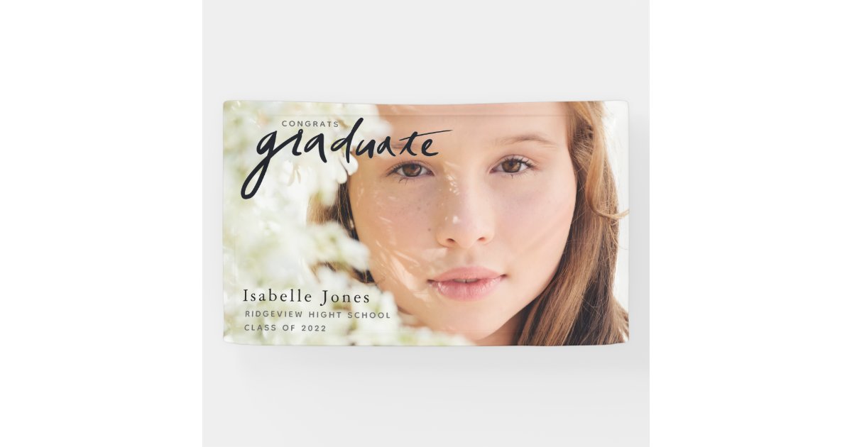 Simple Photo Script Graduation Banner | Zazzle