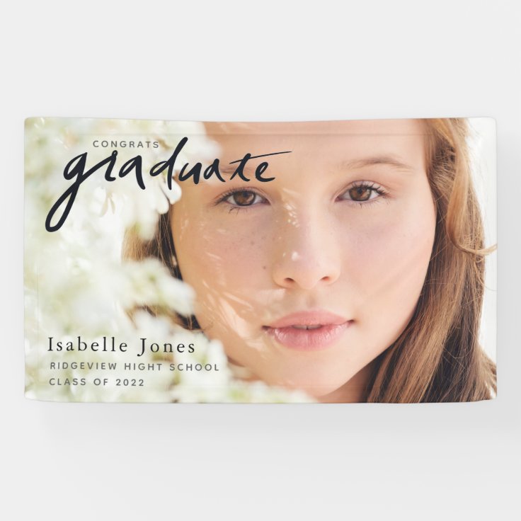 Simple Photo Script Graduation Banner | Zazzle