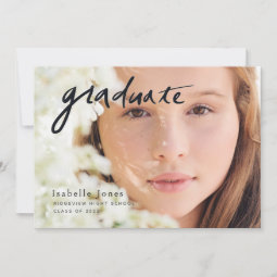 Simple Photo Script Graduation Invitation | Zazzle