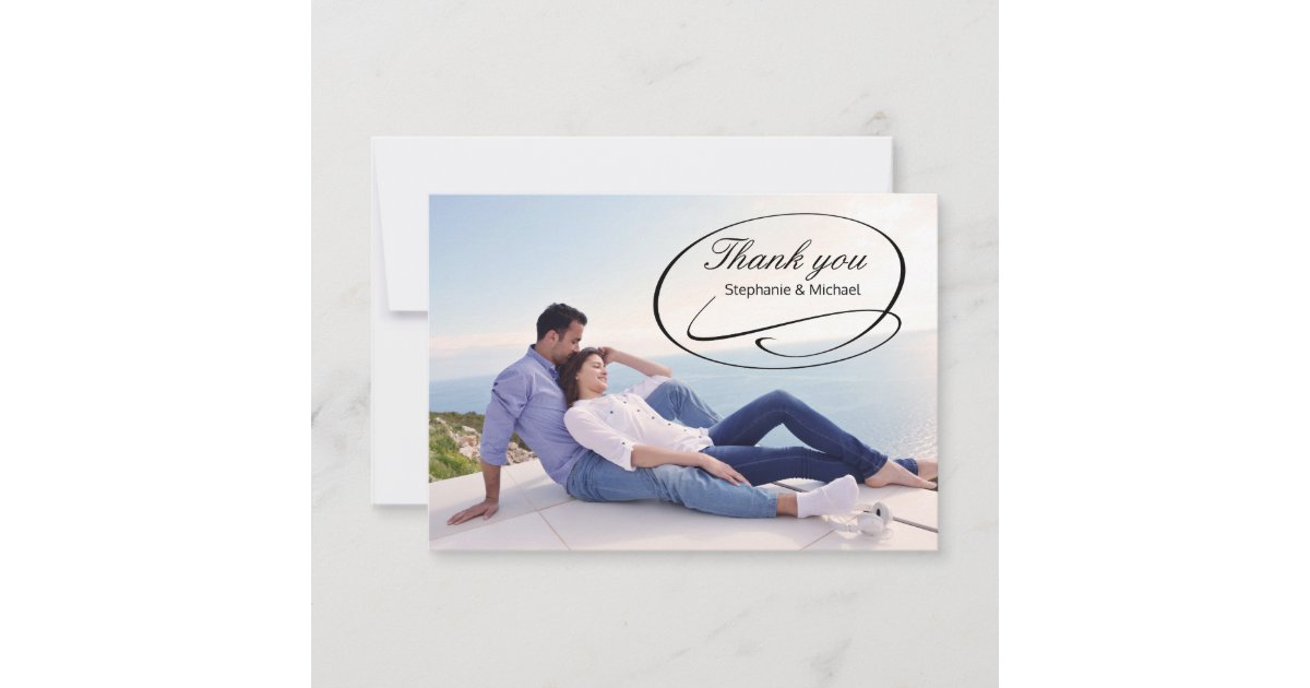 Simple Photo Swashes - 3x5 Thank You | Zazzle