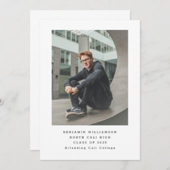 Simple Photo Typewriter Modern Basic Graduation Announcement | Zazzle