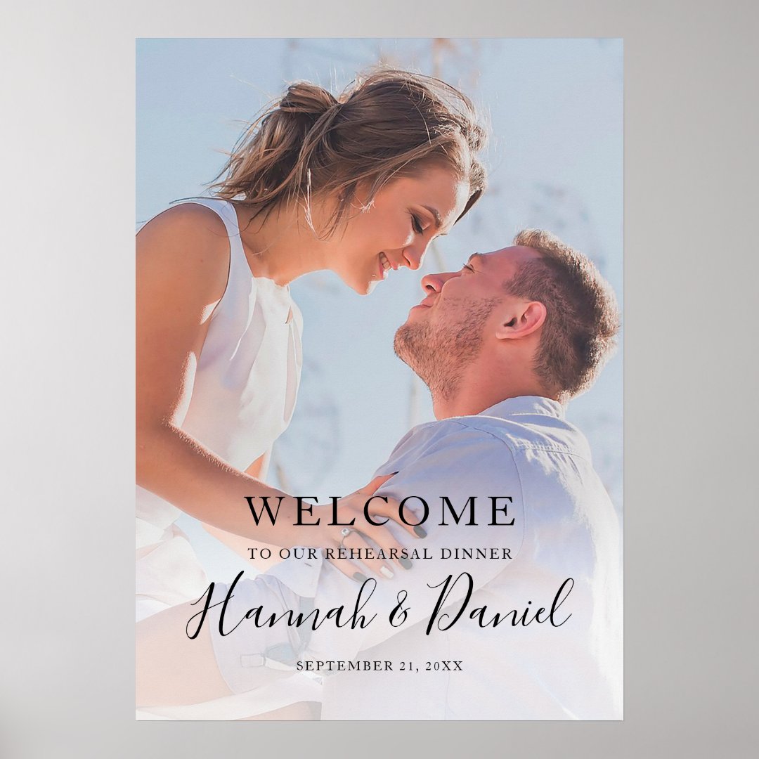 Simple Photo Wedding Rehearsal Dinner Welcome Poster | Zazzle