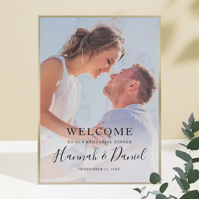 Simple Photo Wedding Rehearsal Dinner Welcome Poster | Zazzle