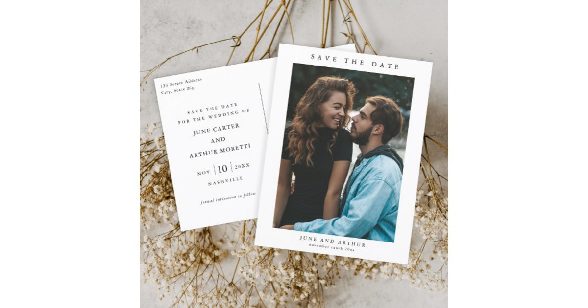 Simple Photo Wedding Save the Date Postcard | Zazzle