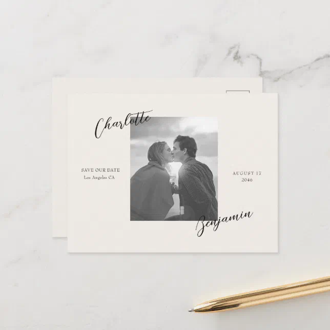 Simple Photo wedding save the date postcard | Zazzle
