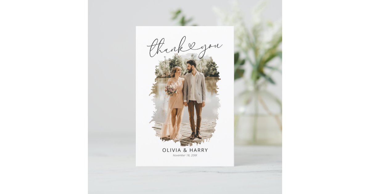 Simple Photo Wedding Thank You Card | Zazzle